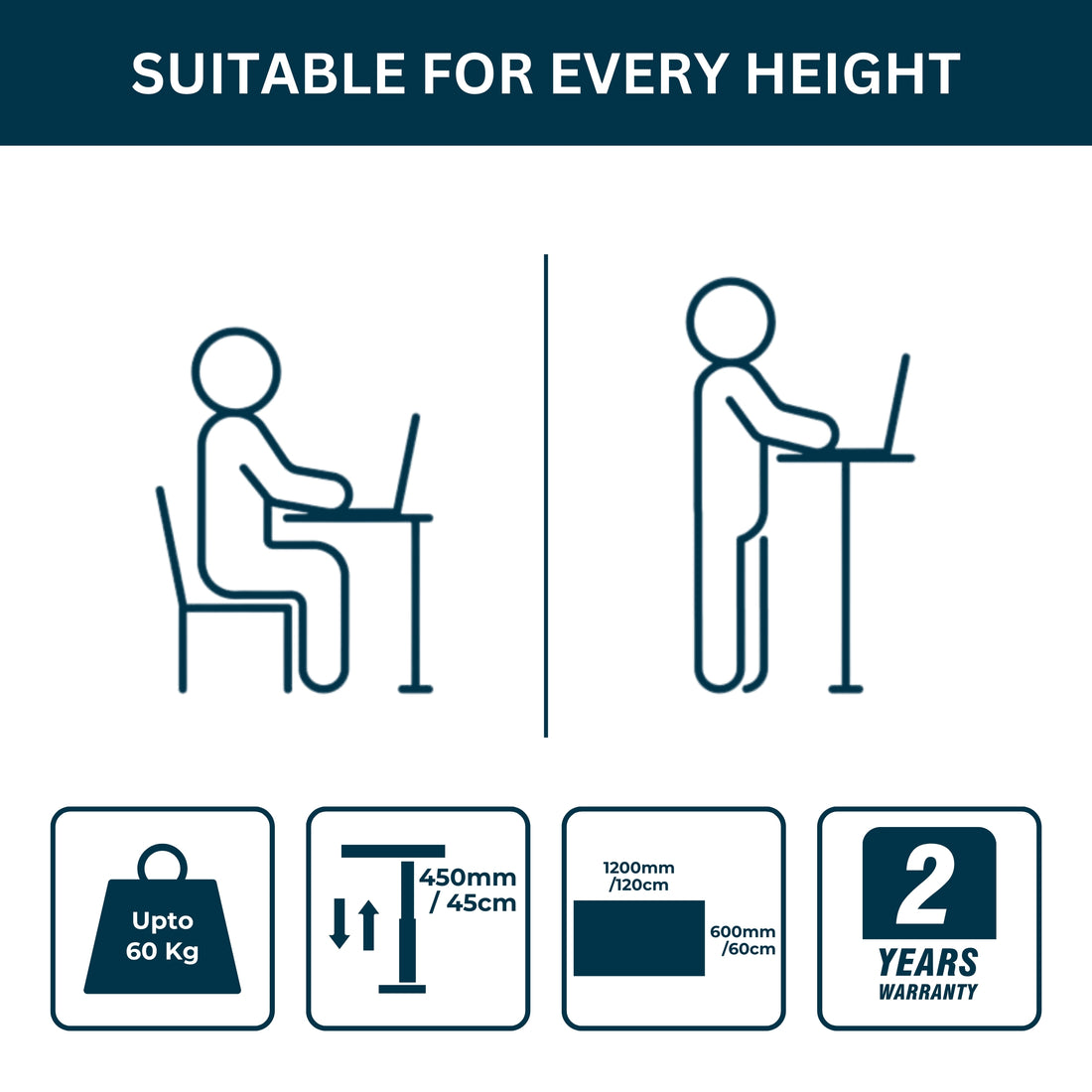 Manual Height Adjustable Standing Desk - Essential Series