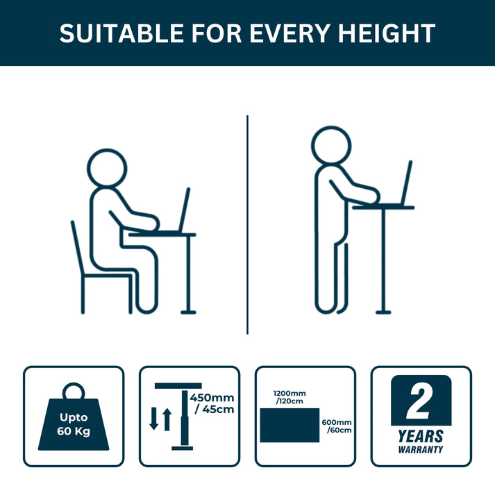 Manual Height Adjustable Standing Desk - Essential Series